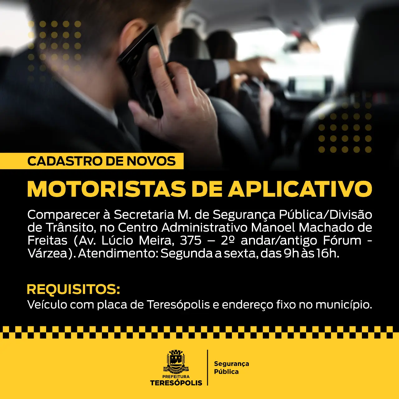 Cadastro de Novos Motoristas de Aplicativo - Teresópolis Cadastro de Novos Motoristas de Aplicativo - Teresópolis